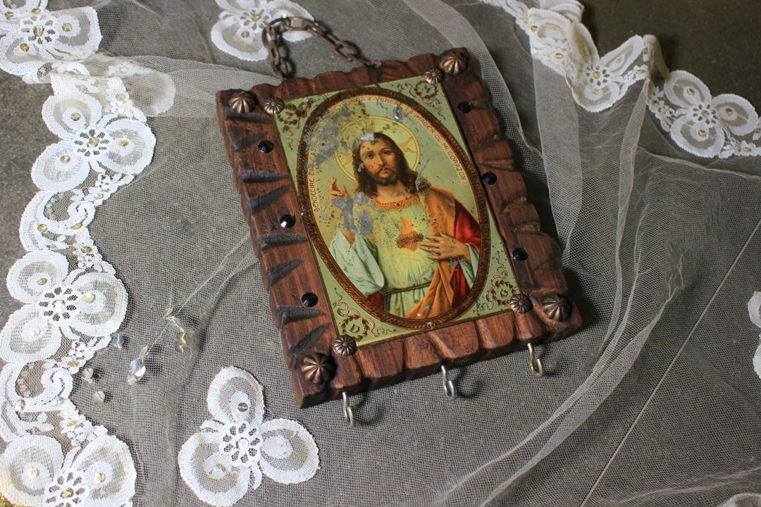 Antique Sacred Heart of Jesus Plaque, Jesus Plaque, Brass ...