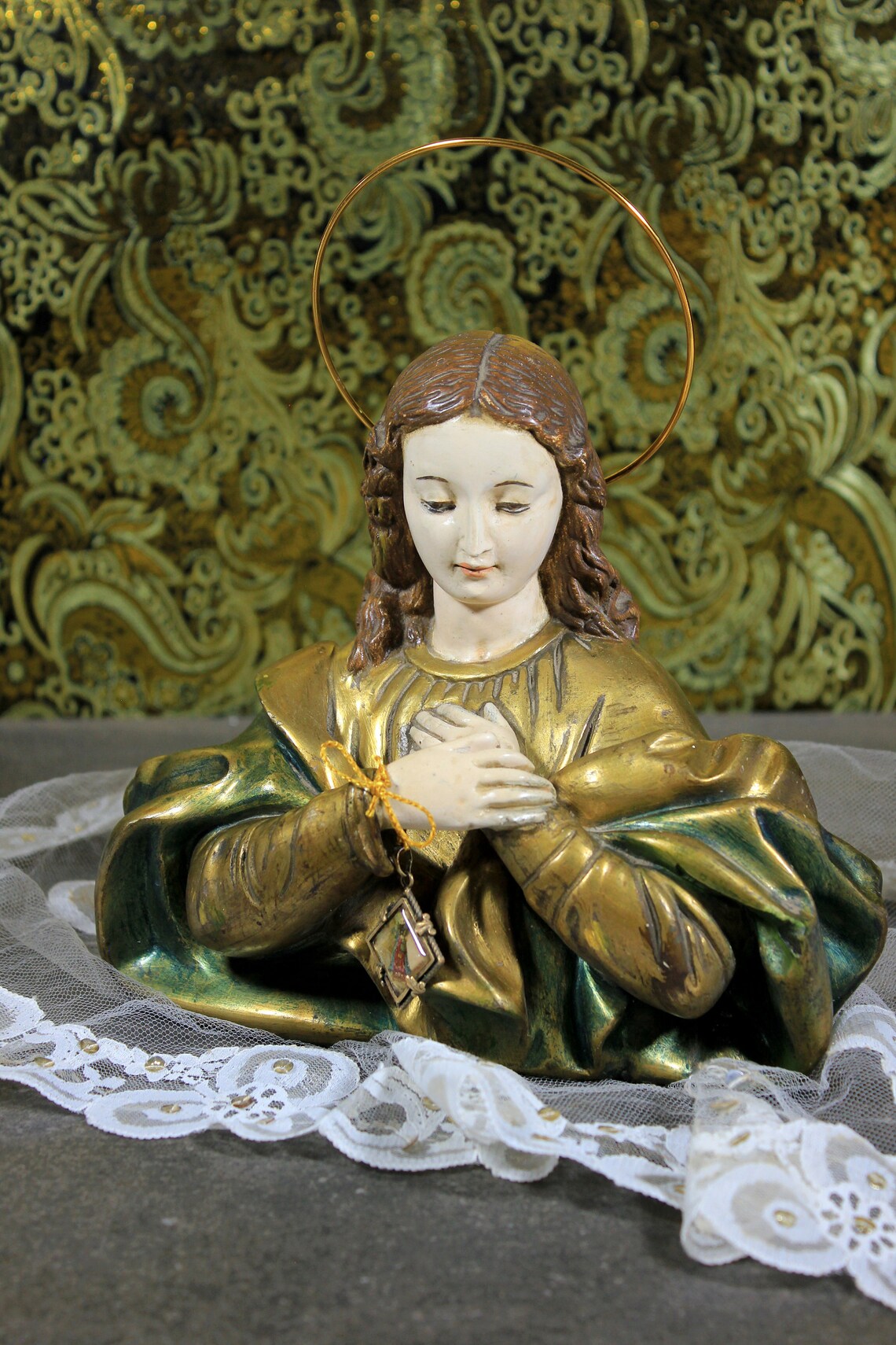 Old Virgin Mary Bust, Old Plaster Virgin, Stucco Sculpture, Plaster ...