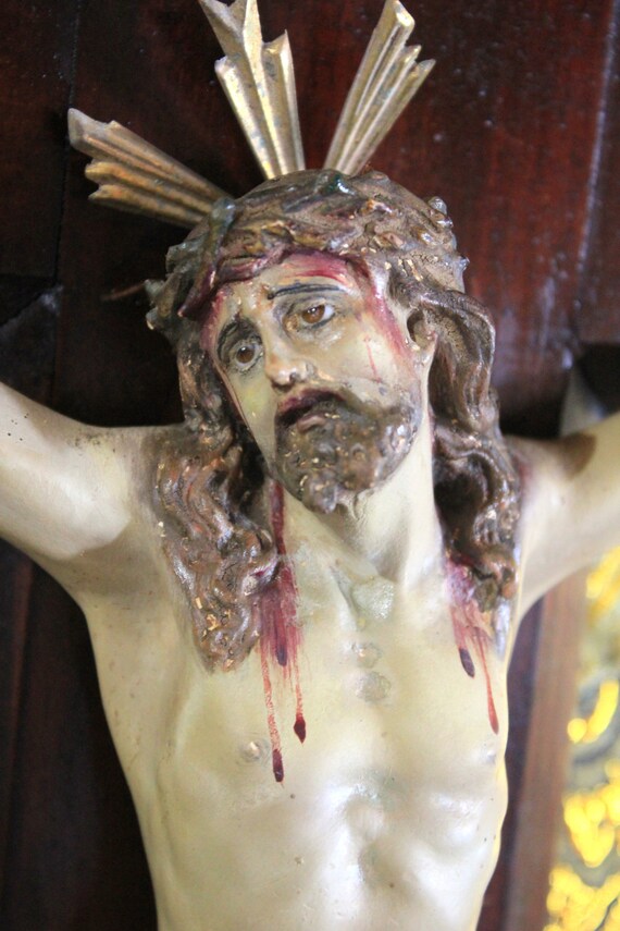 Large Crucifix Glass Eyes Church Crucifix Corpus Crucifix | Etsy UK