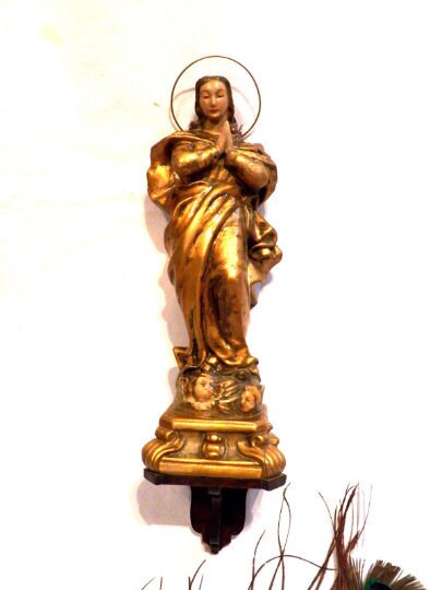 French Statue Virgin Mary, Antique Virgin, Immaculate Conception Virgin ...