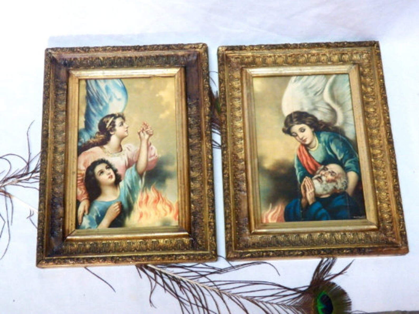 Couple Lithographs 19th Lithographs Angels Golden Fine Gold - Etsy