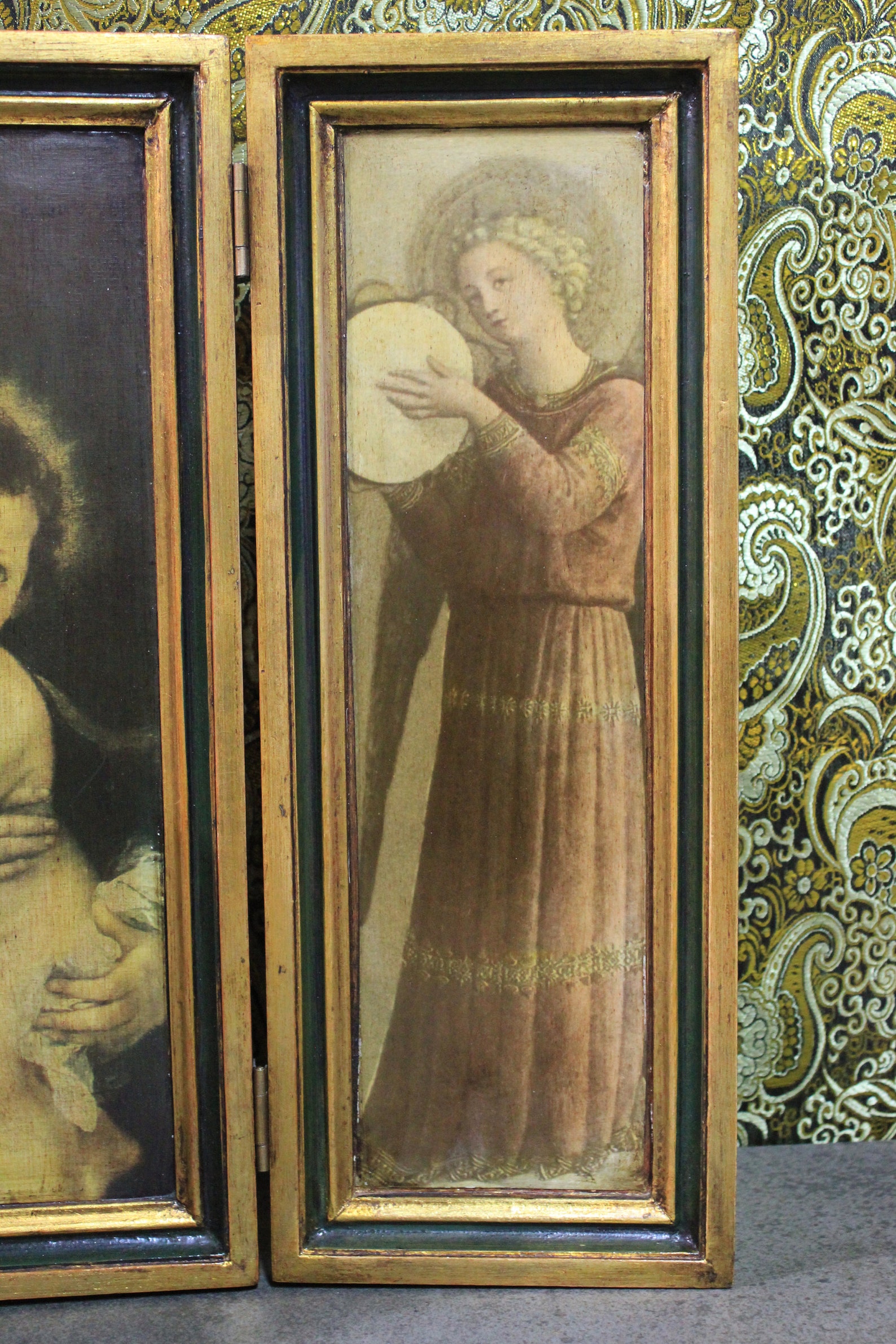 Wooden Triptych, Antique Virgin and Child Triptych, Work of Murillo ...