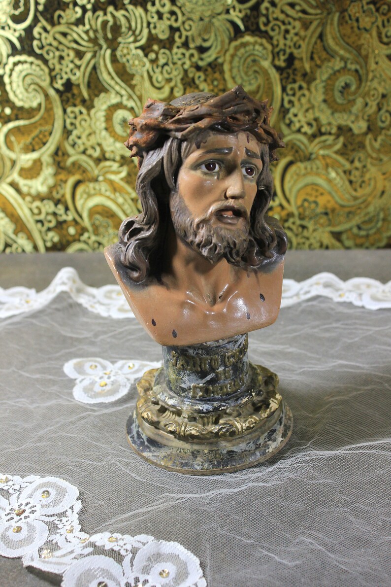 Bust of Christ of Clean Antique Plaster Bust Sculpture of - Etsy