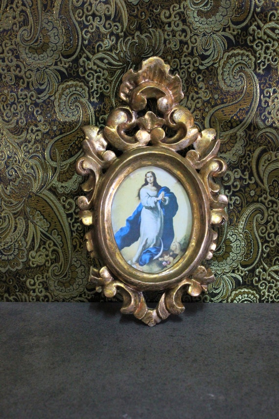 Icono Virgen De La Inmaculada Antiguo Altar Relicario Icono | Etsy