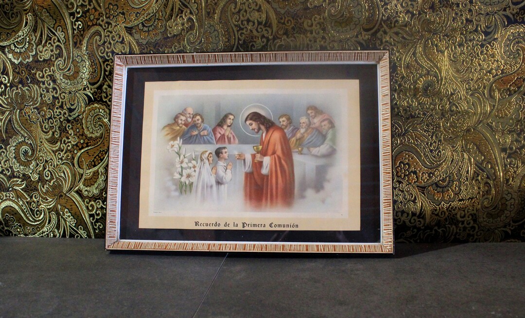 First Communion, Framed Print, Color Lithograph, Heart of Jesus, 60s ...