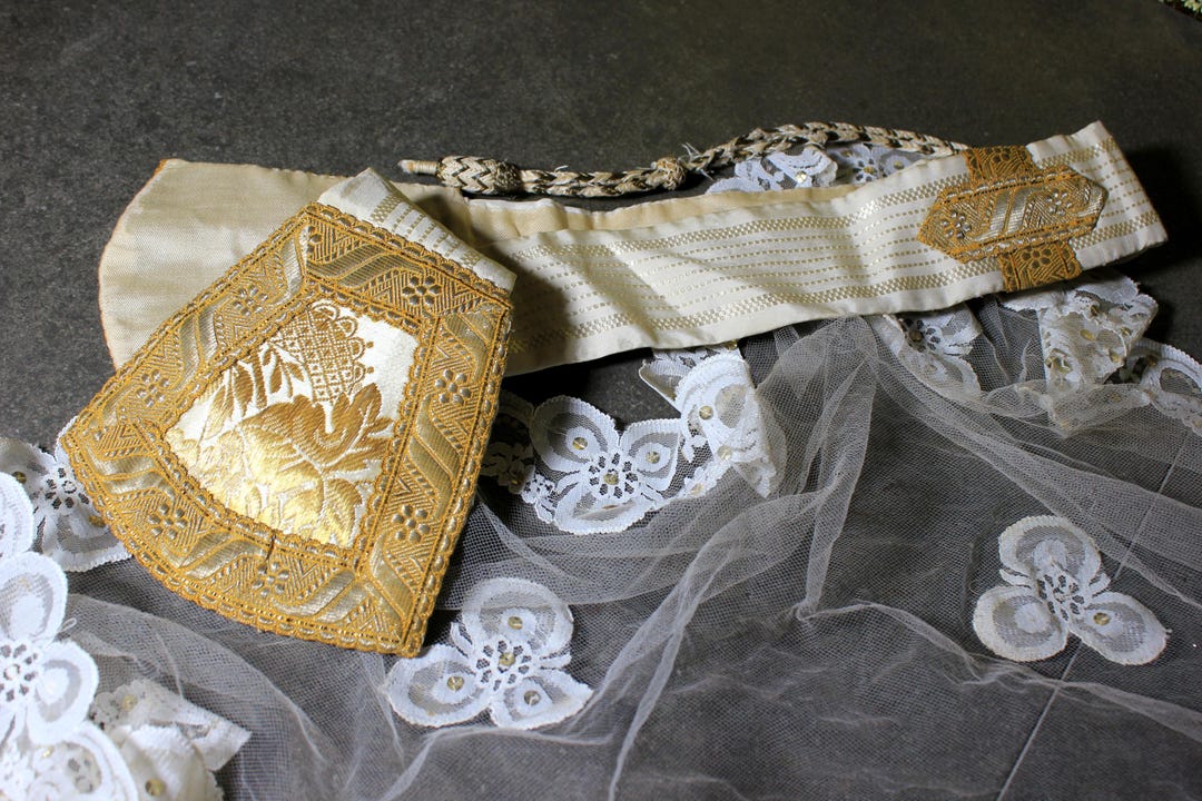 Antique Priest Stole, Mass Stole, White Silk Stole, Christian Church ...