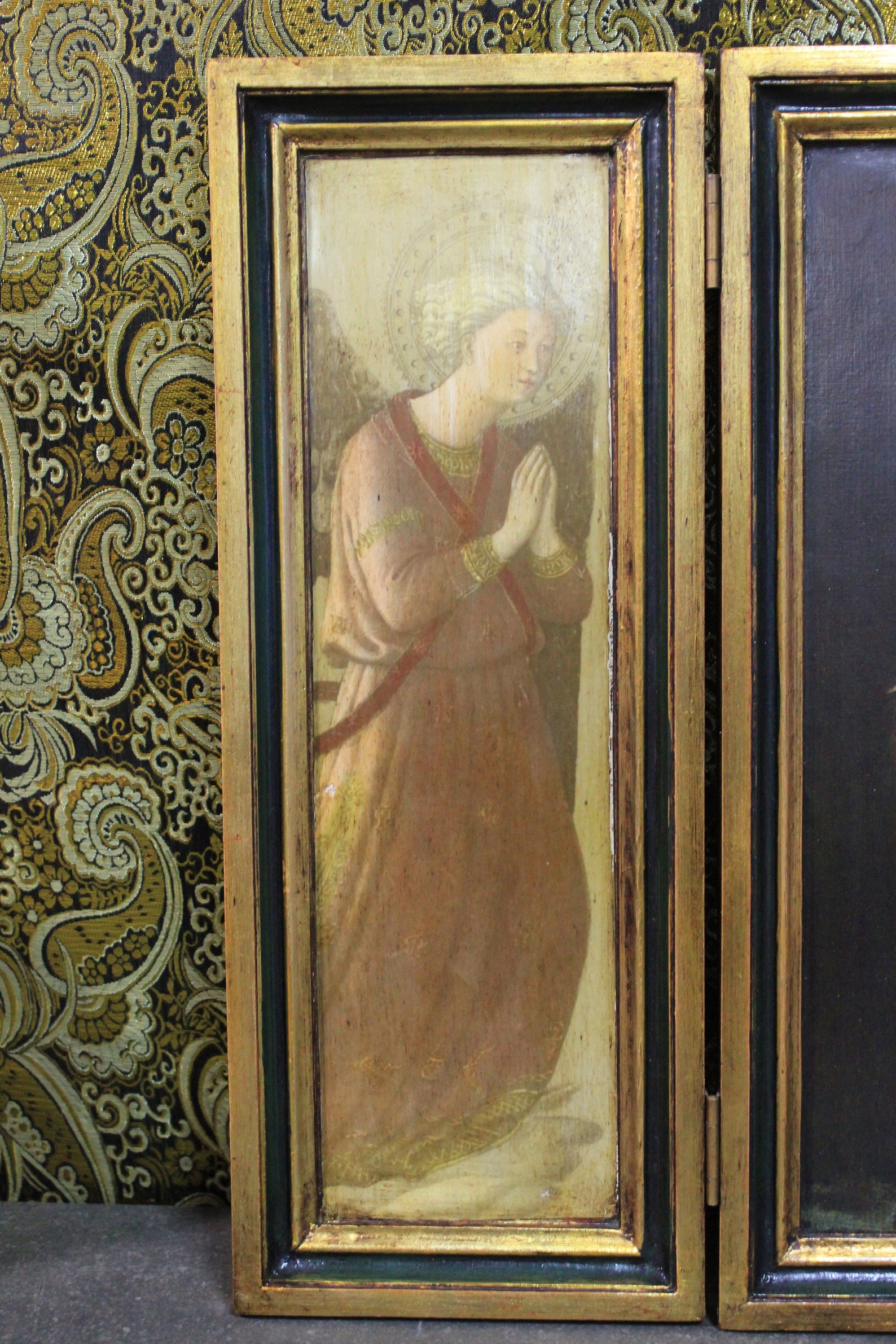 Wooden Triptych, Antique Virgin and Child Triptych, Work of Murillo ...
