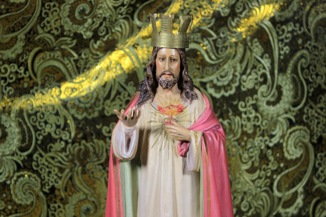 Sculpture Sacred Heart Jesus, Large Sculpture 14 Inch, Sacred Heart ...