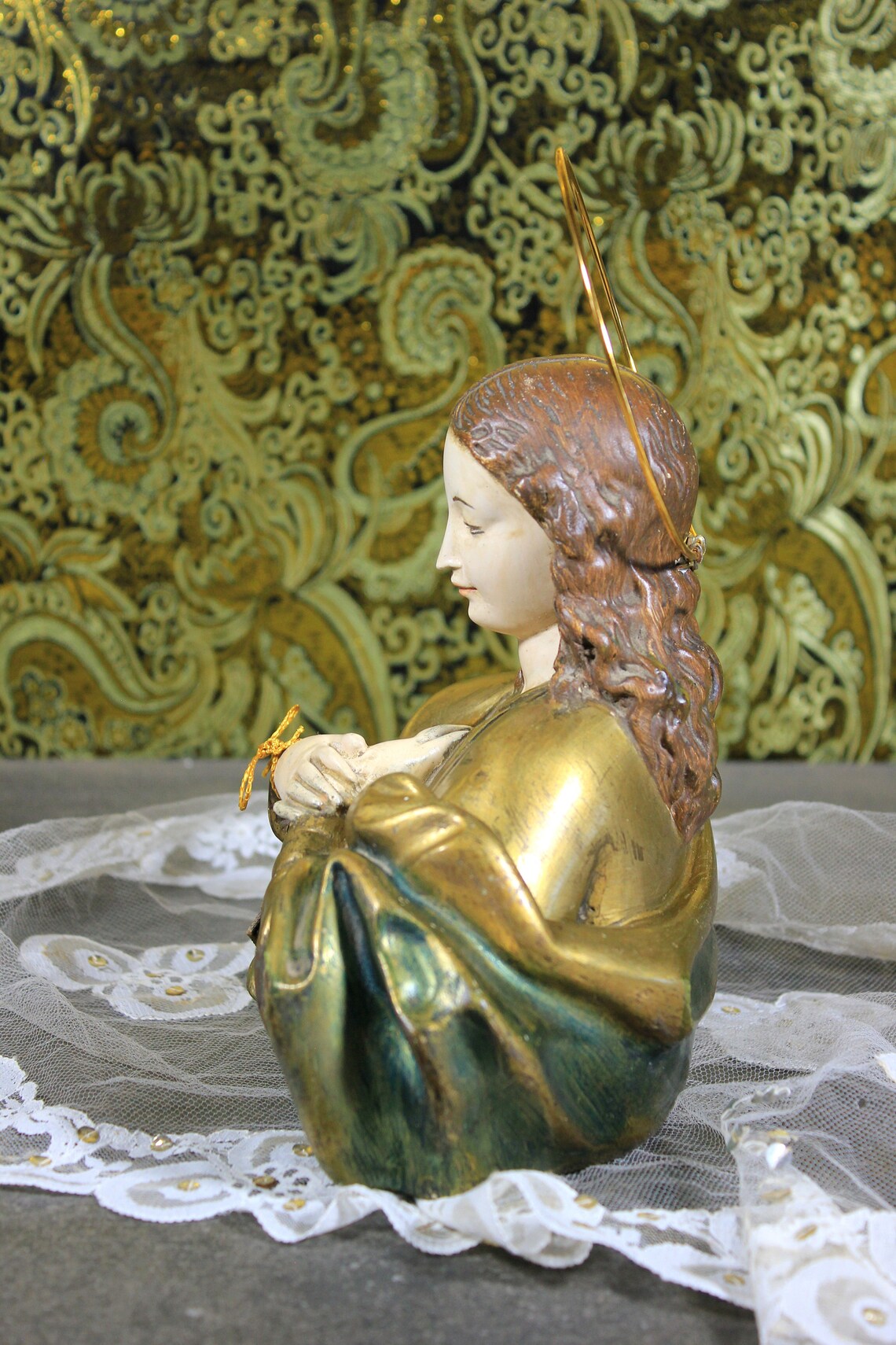 Old Virgin Mary Bust, Old Plaster Virgin, Stucco Sculpture, Plaster ...