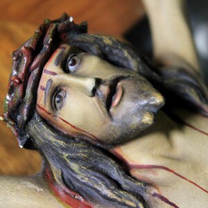Antique Crucifix, Jesus Crucifix, Glass Eyes, Wall Crucifix, Spanish ...