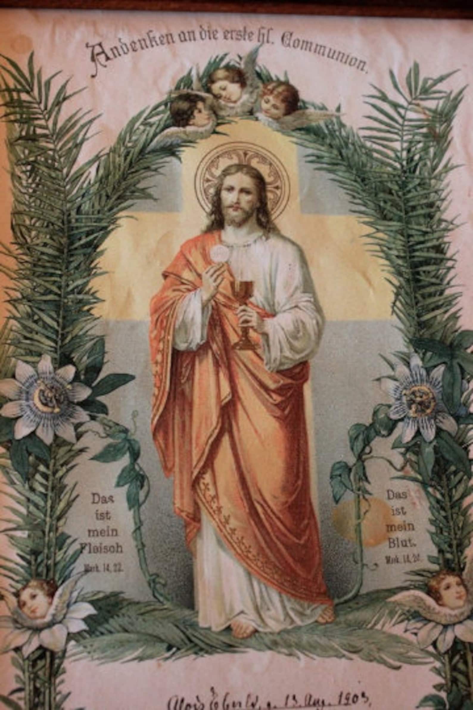 Jesus Lithograph First Communion Framed Print Color - Etsy