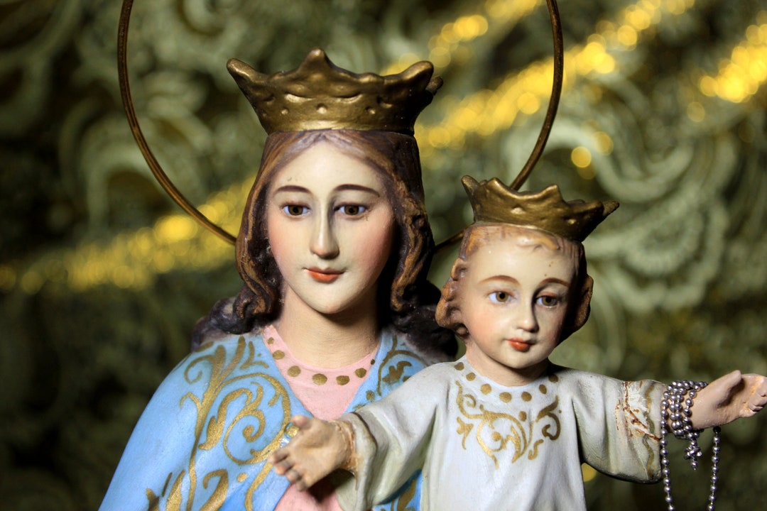 Antique Virgin Mary Help of Christians With Child, 50 S, Virgin With ...