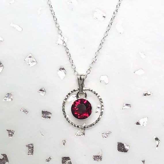 July Birthstone Necklace Sterling Silver Necklace July - Etsy