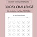 30 Day Challenge Landscape Printable, Monthly Planner, Weekly Planner ...