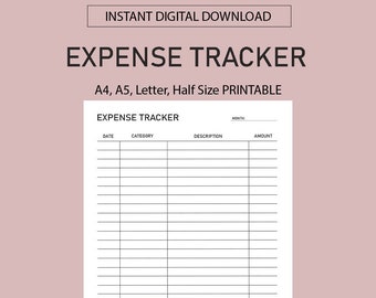Income & Expense Tracker, Monthly Budget Planner Printable, Financial ...