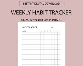 Weekly Habit Tracker Printable, Habit Tracker Template, Routine Tracker ...