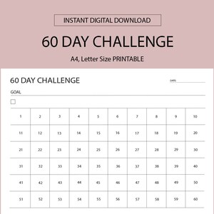 60 Day Challenge Landscape Printable, Monthly Planner PDF, Setting ...