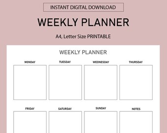 Weekly Planner Printable Landscape, Minimalist Weekly Schedule, Week at ...