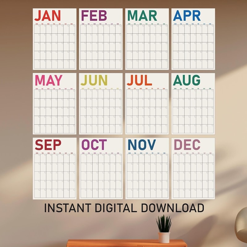 A2 Wall Calendar Pastel - Etsy