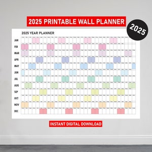 Giant Wall Planner 2025 Printable PDF, 2025 Wall Calendar, Large Wall ...