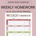 Homework Checklist Planner Printable, Print, Digital, Student Planner ...