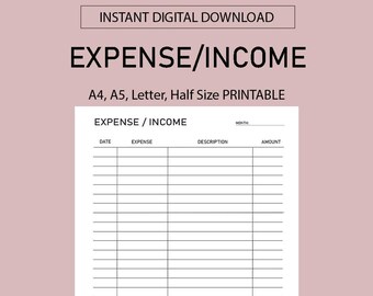 Income & Expense Tracker, Monthly Budget Planner Printable, Financial ...