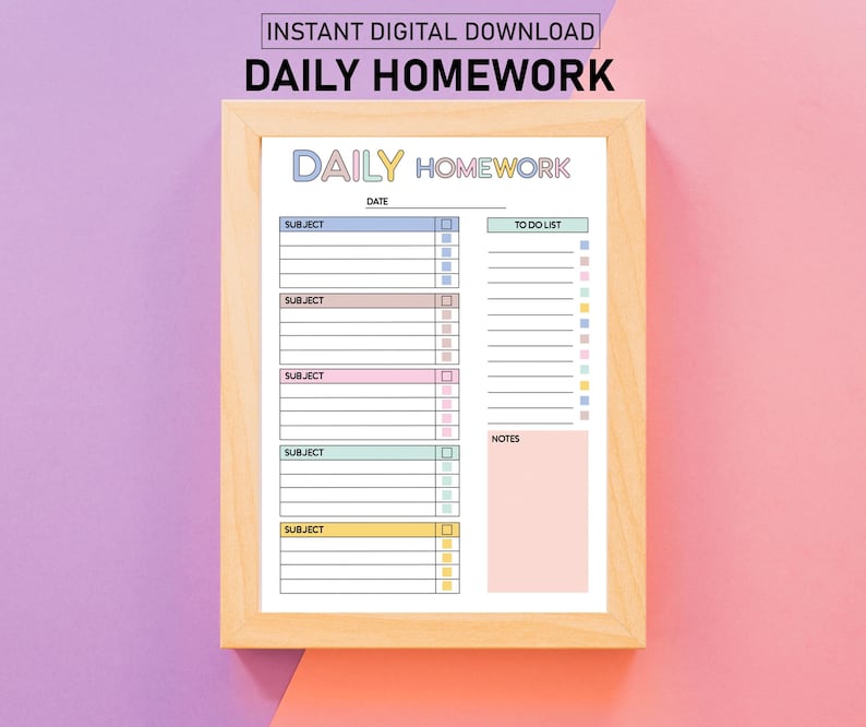 Homework Daily Planner Printable, School Planner, Student Planner ...