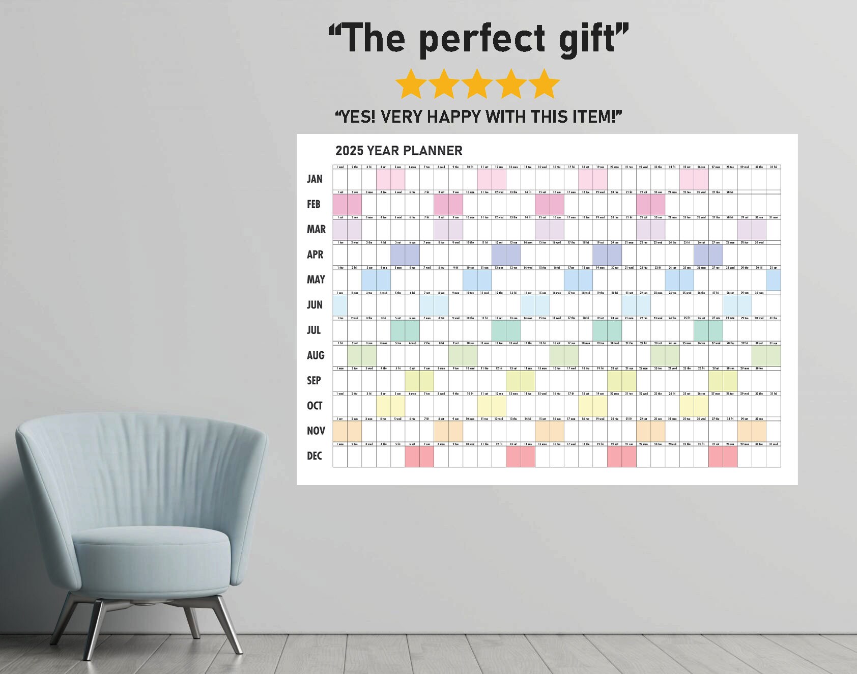 Giant Wall Planner 2025 Printable PDF, 2025 Wall Calendar, Large Wall ...