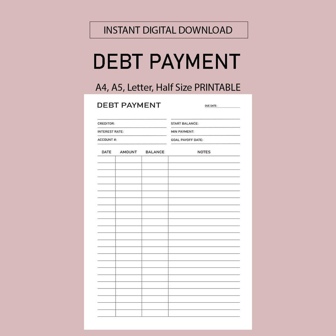 Debt Payment Tracker Printable, Debt Payoff Journal, Debt Payoff Plan ...