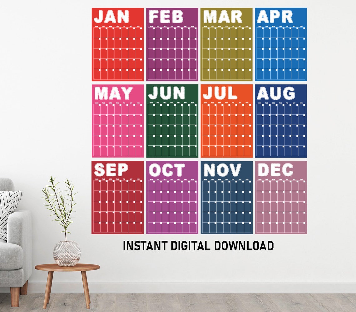 Giant A3 A4 Monthly Wall Planner Colorful, XL Wall Planner, Individual ...