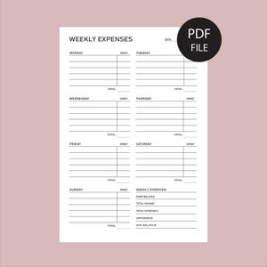 Weekly Expense Tracker Printable, Expense Tracker PDF, Budget Planner ...