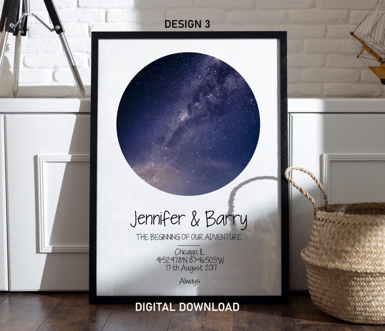 Custom Star Map Printable, Anniversary Gift "the Night We Met", Night ...
