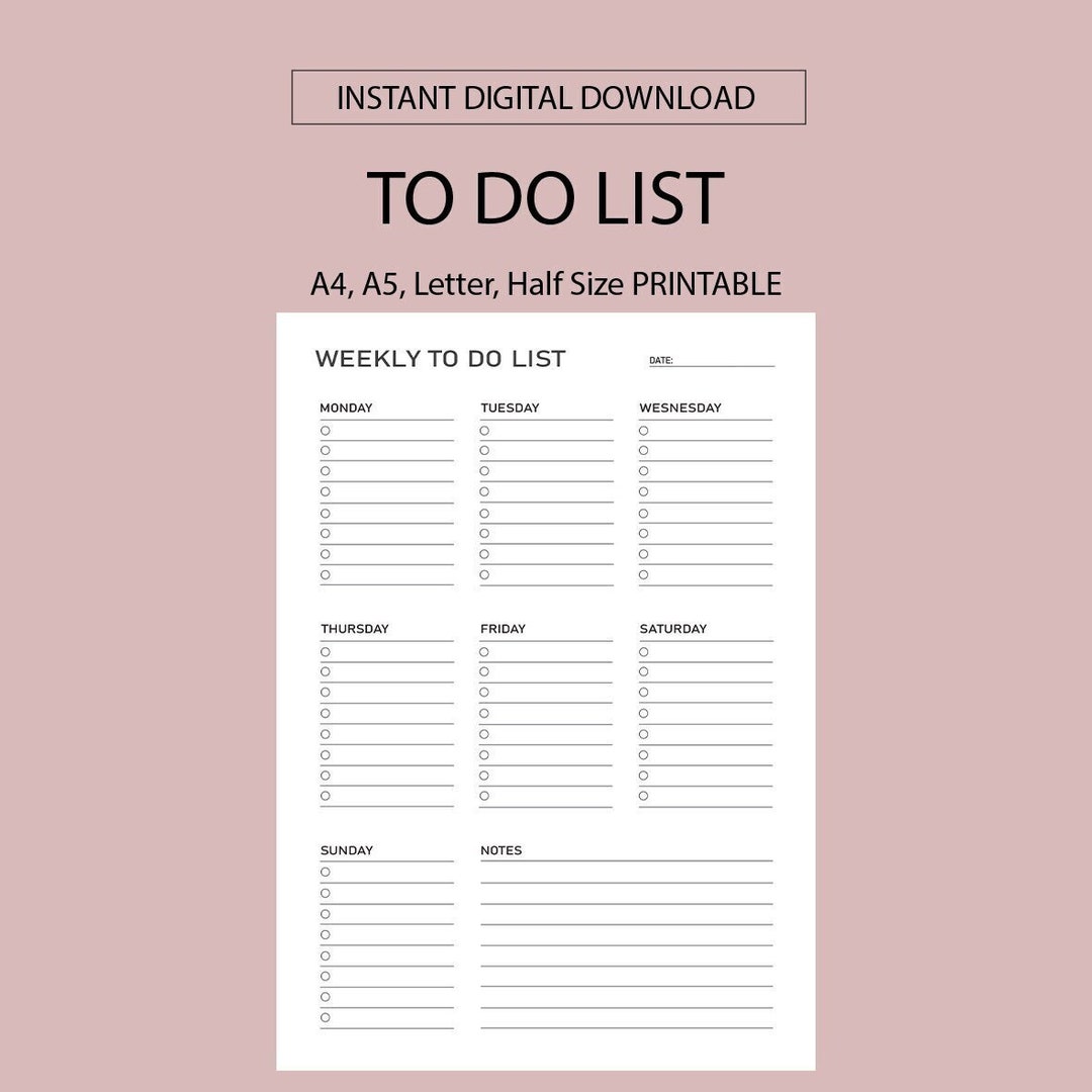 Minimal Daily to Do List Printable, Simple Task List Template ...