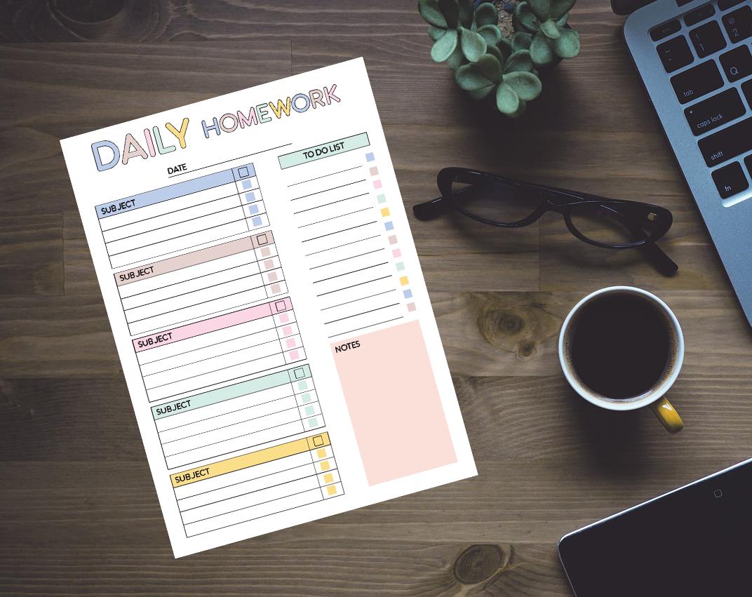 Homework Planner Printable: Daily School Study Tracker (PDF) - Etsy UK