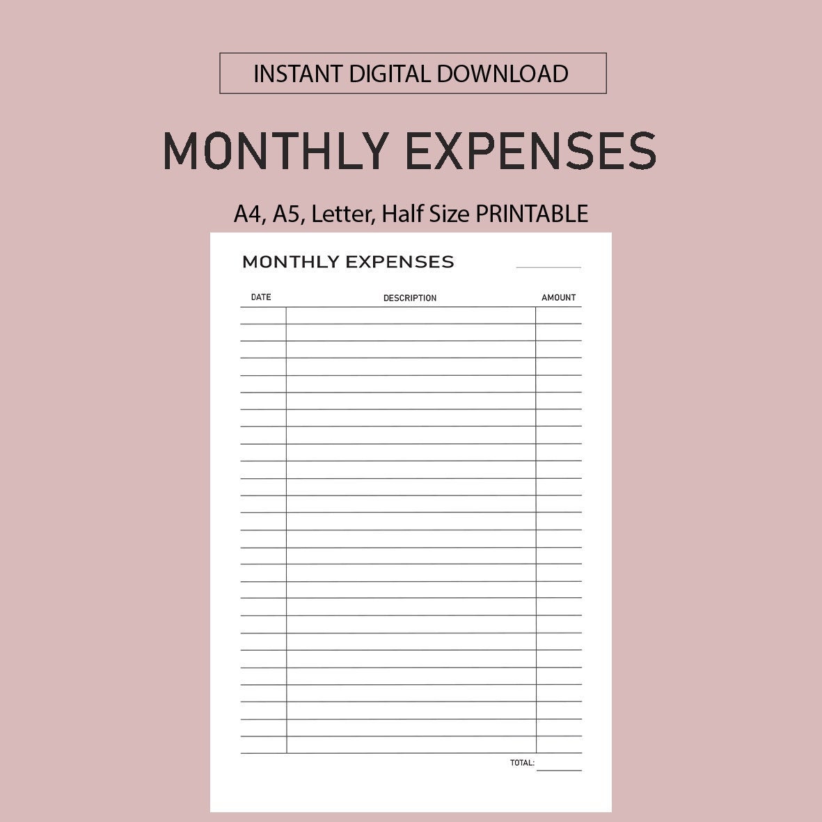 Monthly Expense Tracker Printable, Expense Tracker, Budget Planner ...