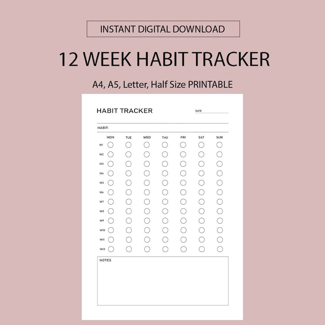 12 Week Habit Tracker Printable, Habit Planner, Routine Tracker, Habit ...