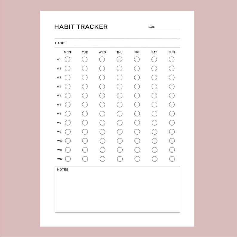 12 Week Habit Tracker Printable A4/a5/letter/half, Habit Planner ...