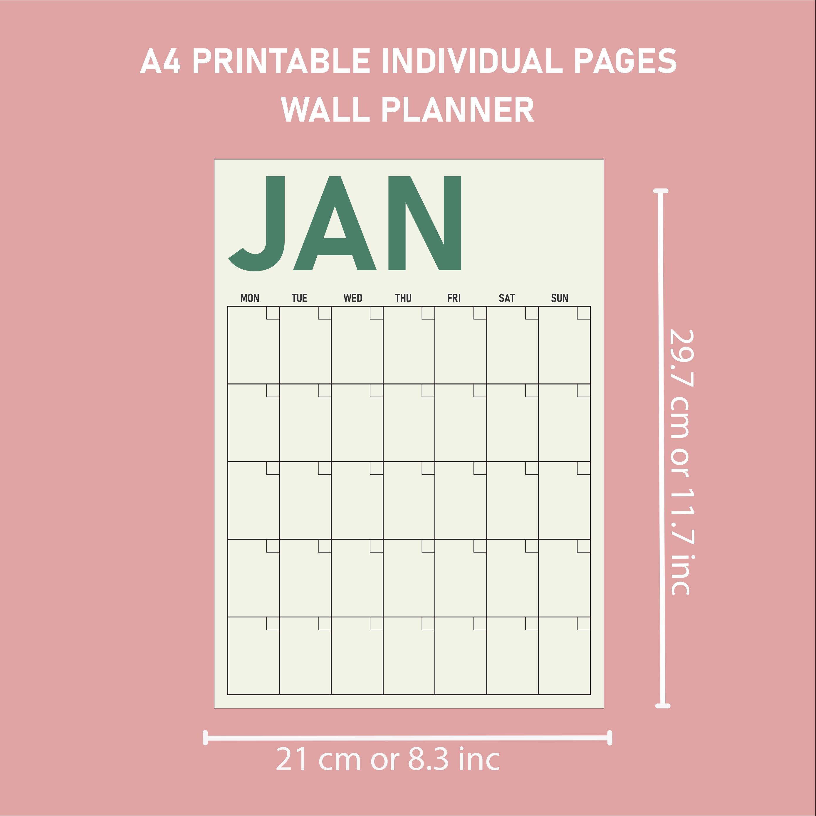 Large Monthly Wall Calendar Printable Bright, Pastel Wall Planner 2025 ...