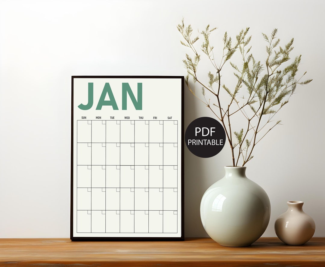 Large Monthly Wall Calendar Printable Bright, Monthly Wall Calendar ...