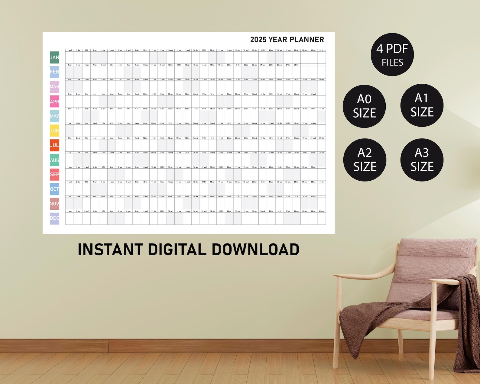 Wall Calendar 2025, Block Planner 2025, Minimalist Wall Planner ...