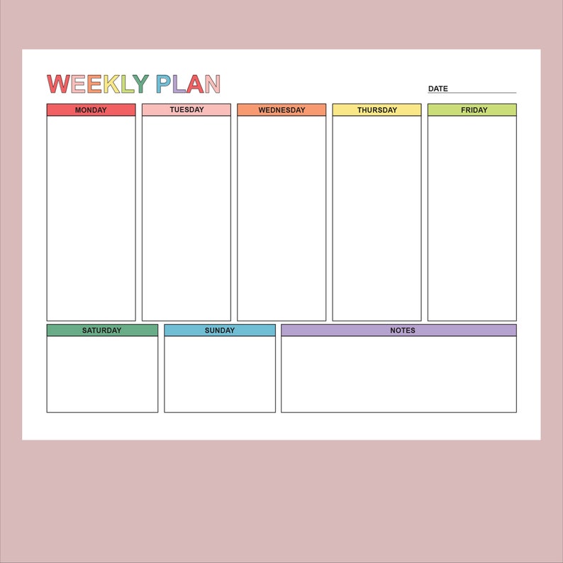 Minimalist Weekly Planner Printable PDF A4 Letter Sunday or Monday ...