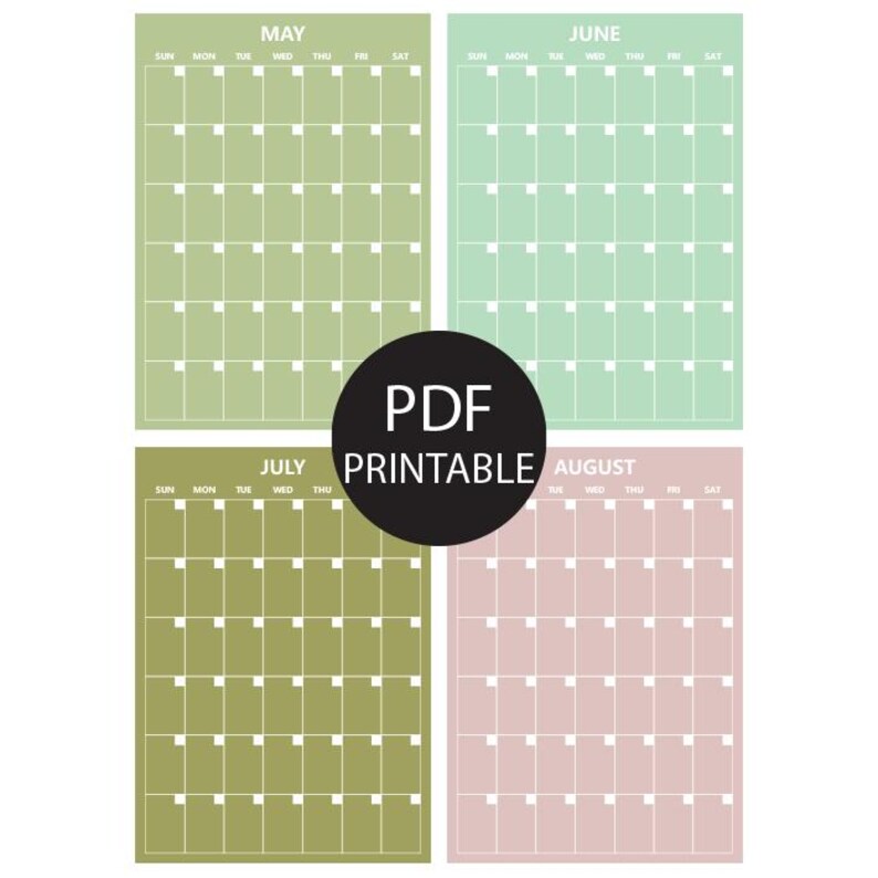 Large Monthly Wall Calendar A3 A4 Size, Pastel Wall Planner, Undated ...