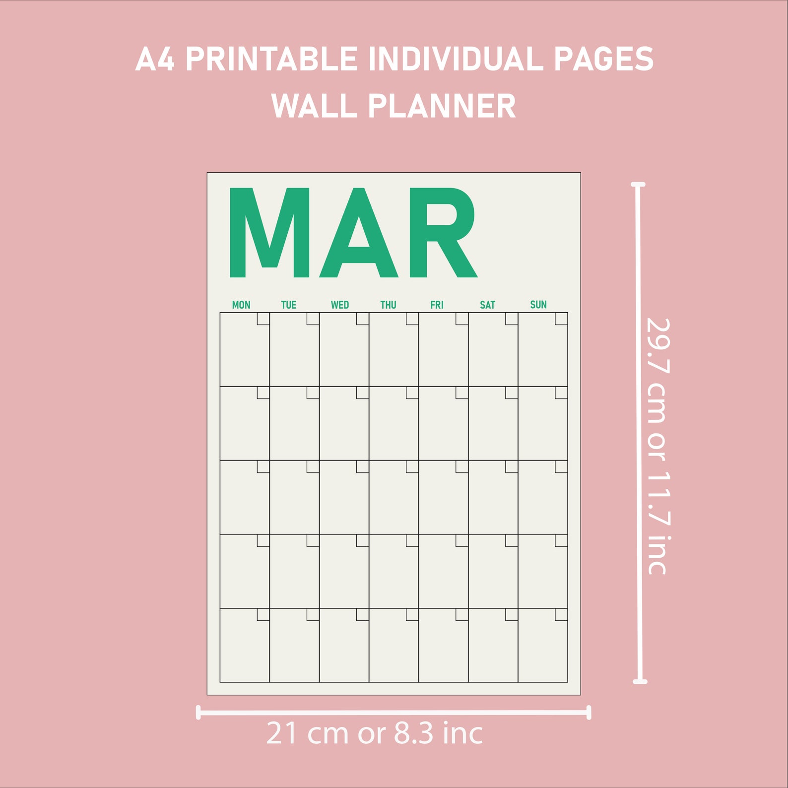 Large Monthly Wall Planner Printable Bright, Pastel Wall Calendar 2025 ...