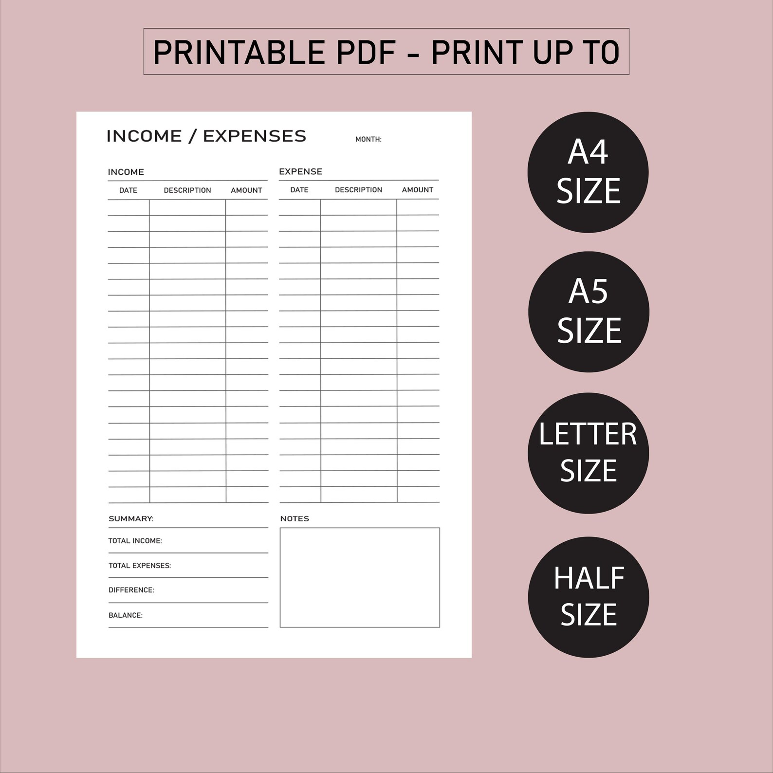 Expense Tracker Printable, Income Tracker, Financial Planner, Monthly ...