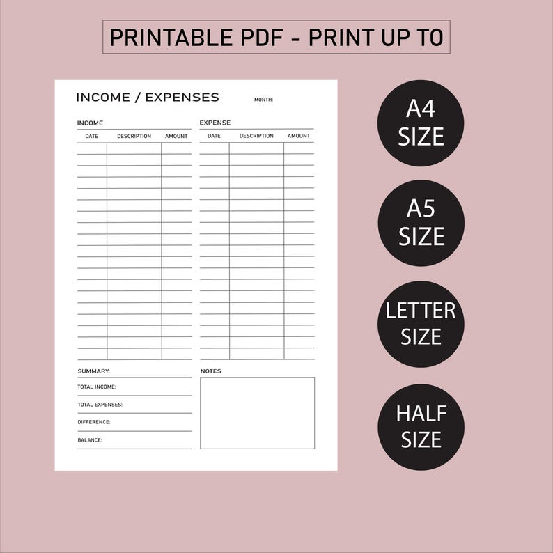 Expense Tracker Printable, Income Tracker, Financial Planner, Monthly ...