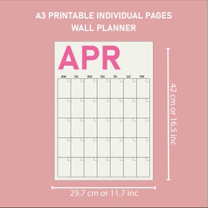 Large Monthly Wall Calendar Printable Bright, Pastel Wall Planner 2025 ...
