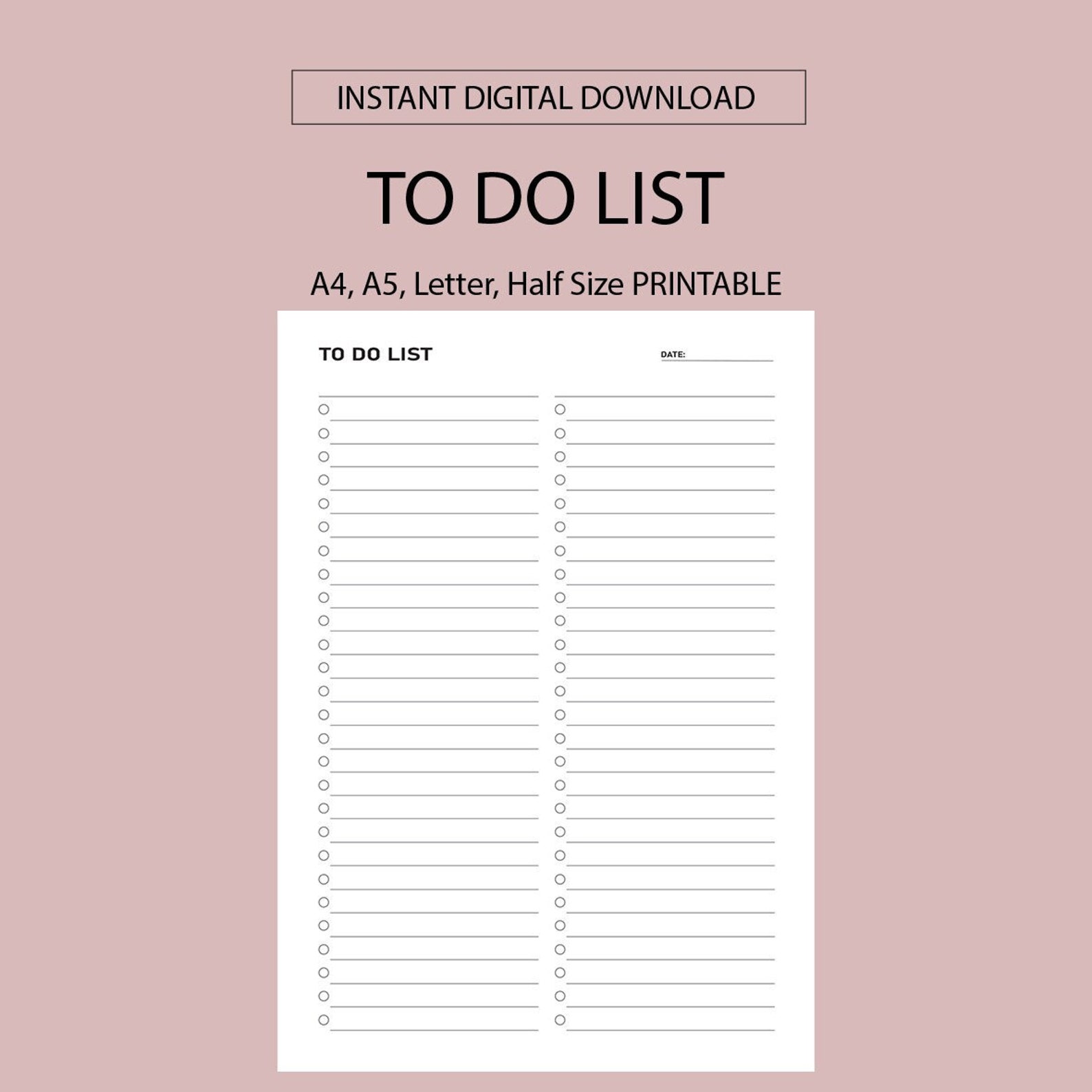 Minimal Daily to Do List Printable, Simple Task List Template ...
