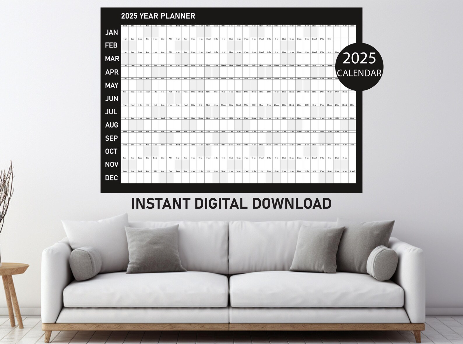 Giant Wall Calendar 2025 Printable, Wall Planner 2025, Year Planner ...