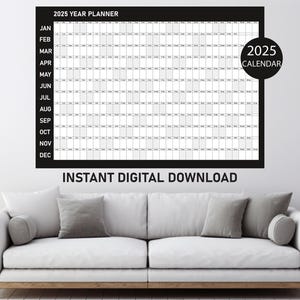 Giant Wall Calendar 2025 Printable, Wall Planner 2025, Year Planner ...