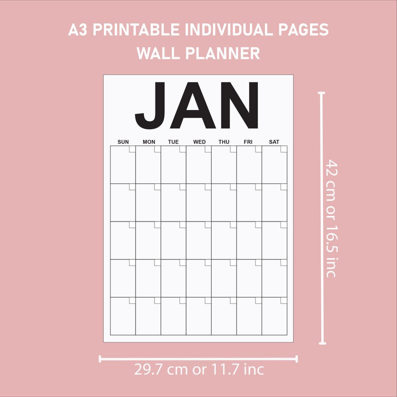 Large Monthly Wall Calendar Printable Bright, Pastel Wall Planner 2025 ...